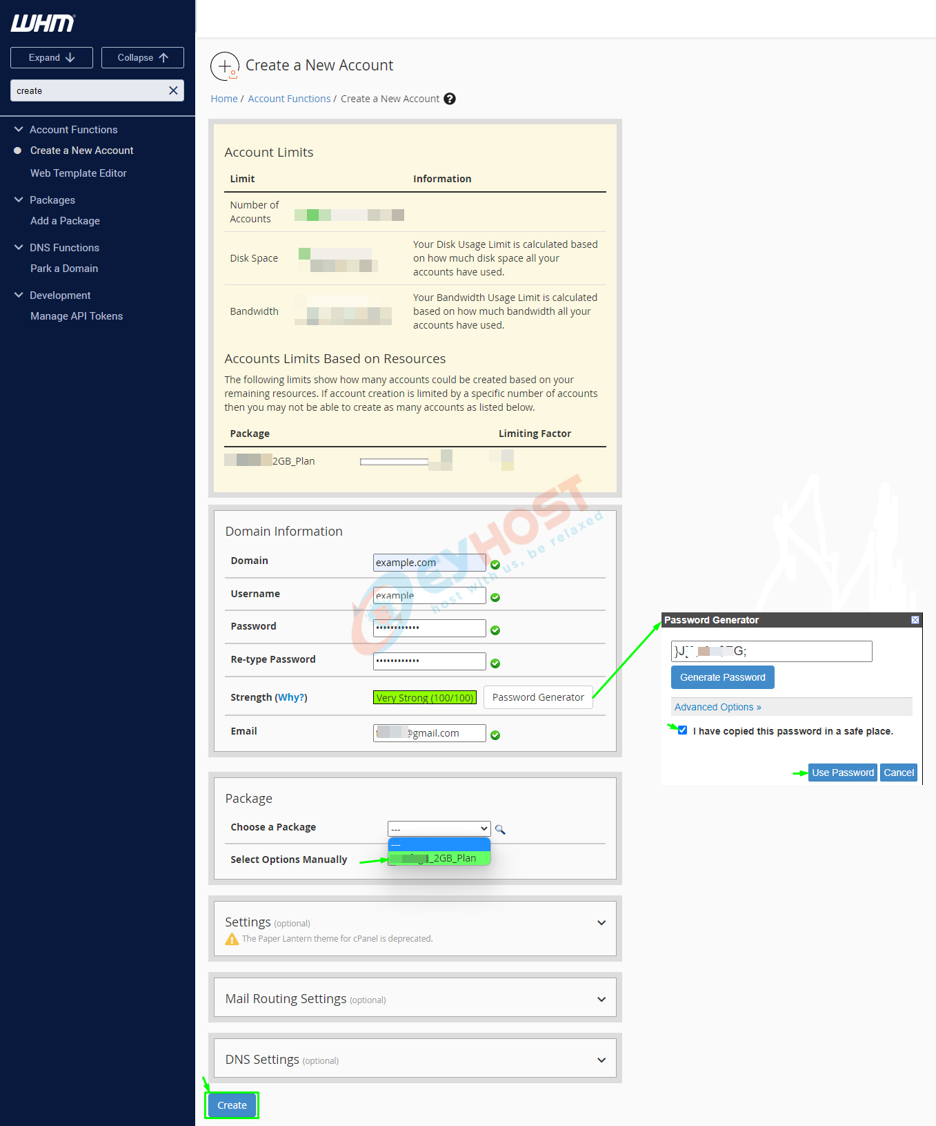 How to create a New cPanel account from WHM - EyHost Ltd Blog